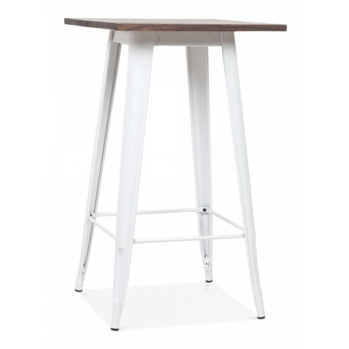 Masa bar inalta patrata RAKI RETRO 60x60xh105cm lemn/metal WHITE - Raki.ro