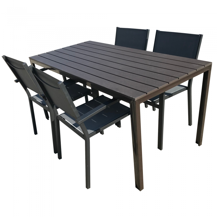 Set mobila terasa/gradina RAKI BAKA masa maro 156x78xh74cm cu 4 scaune ...