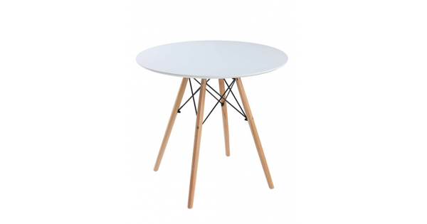 Masa bucatarie moderna rotunda RAKI OSLO, D80xh72cm, alba, blat MDF ...