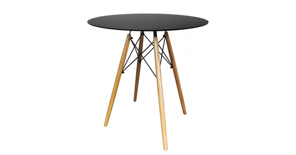 Masa bucatarie moderna rotunda RAKI OSLO, D80xh72cm, neagra, blat MDF ...