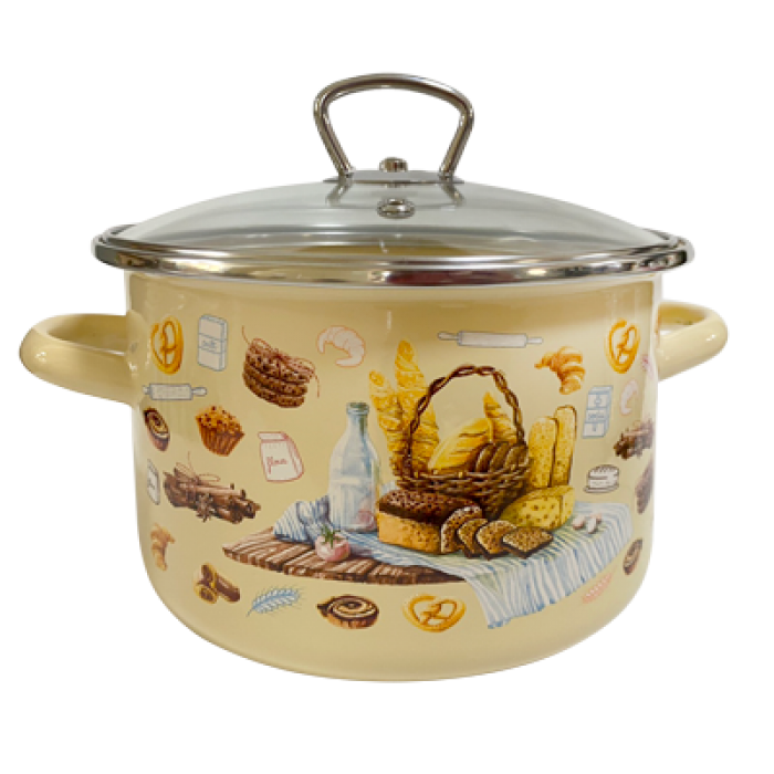 Oala emailata din otel carbon cu capac yena, 5,5l, D22cm, RAKI HLEB ...