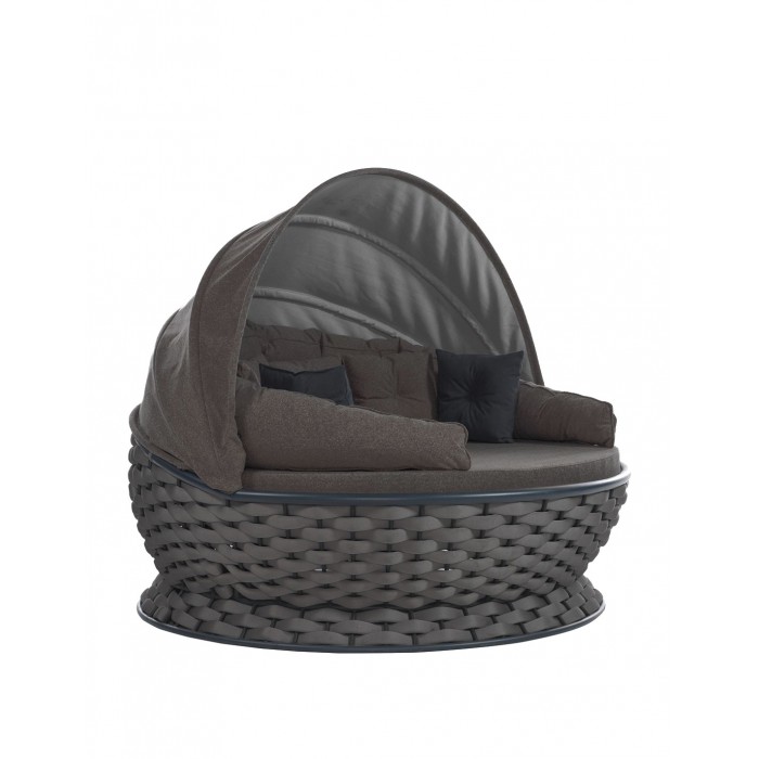 Pat de gradina cu baldachin RAKI MIAMI, rotund, cadru metalic si ...