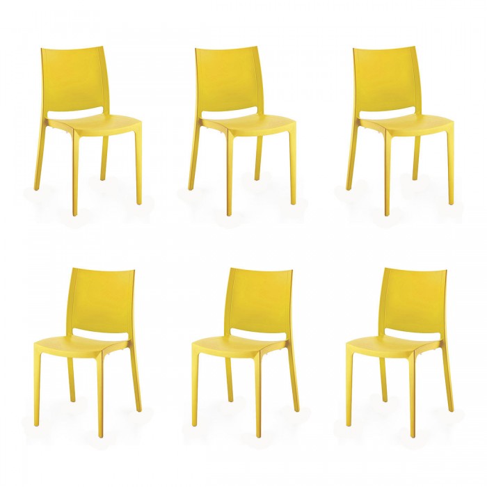 Set 6 scaune gradina/terasa RAKI OLIMPUS, galben, plastic, 42x47xh84cm ...