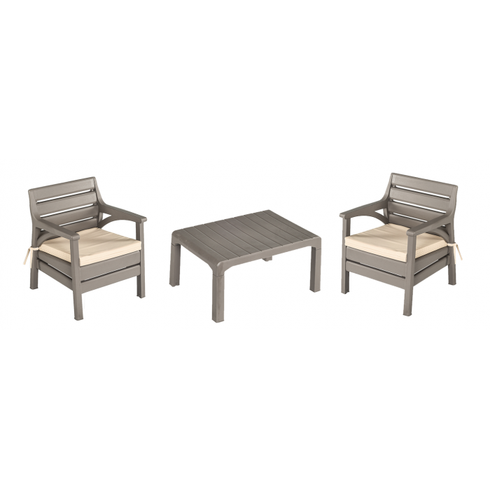 Set mobila gradina RAKI BARCELONA, 2 fotolii si masa culoara gri ...