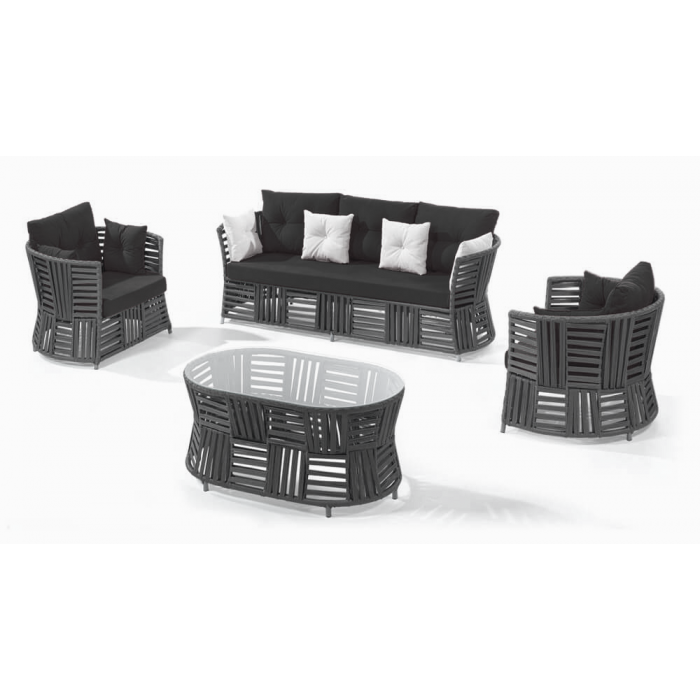 Set mobilier gradina 4 piese RAKI LUCCA, canapea, 2 fotolii si masa ...