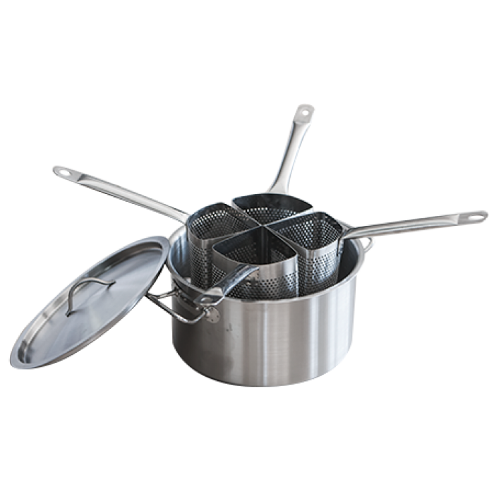 Oala inox profesionala pentru fiert paste cu 4 cosuri 28x17cm