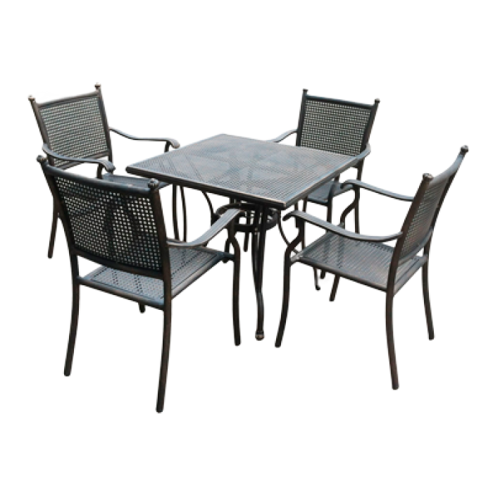 Set mobila gradina/terasa KALINA MOSSEL aluminiu masa patrata si 4 ...